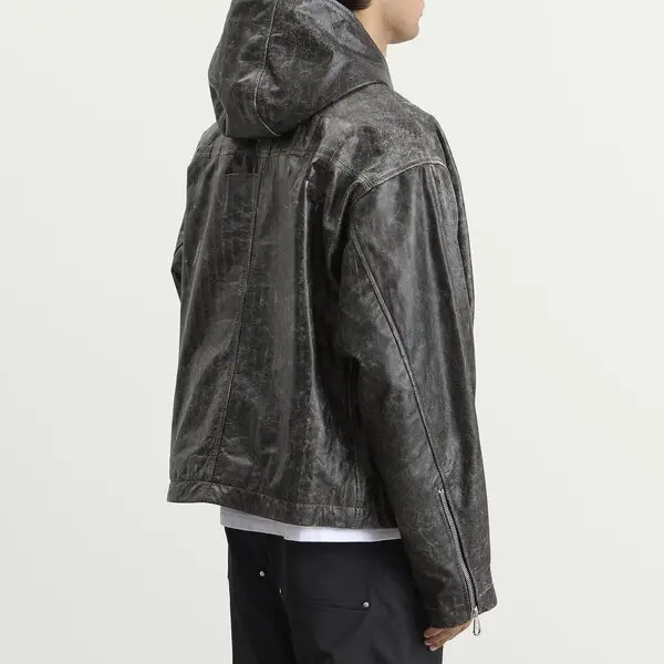 COLE BUXTON Cb Hooded Leather Jacket