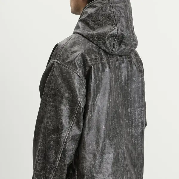 COLE BUXTON Cb Hooded Leather Jacket