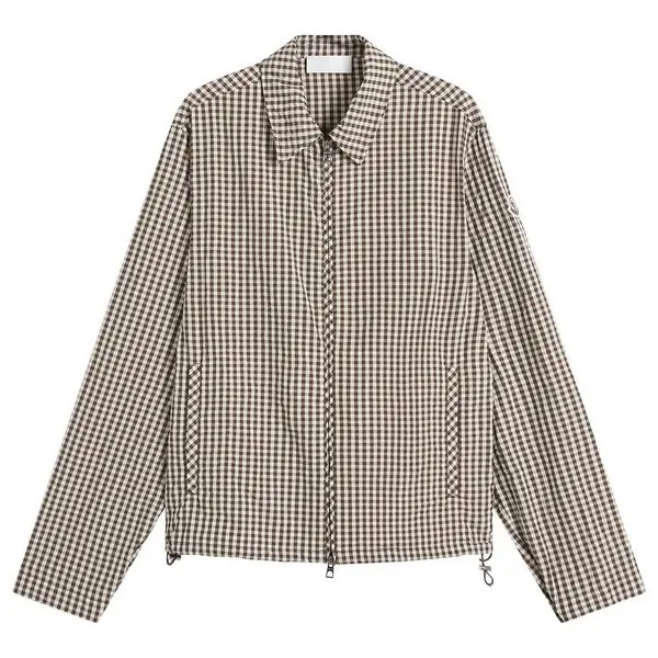 Moncler Checked Zip Up Shirt Jacket - Brown