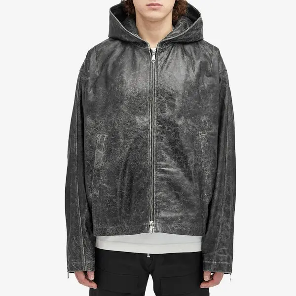 COLE BUXTON Hooded Leather Jacket