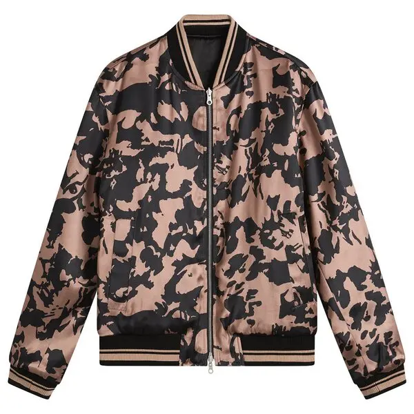 Dries Van Noten Abstract Floral Satin Reversible Bomber Jacket - Old Rose