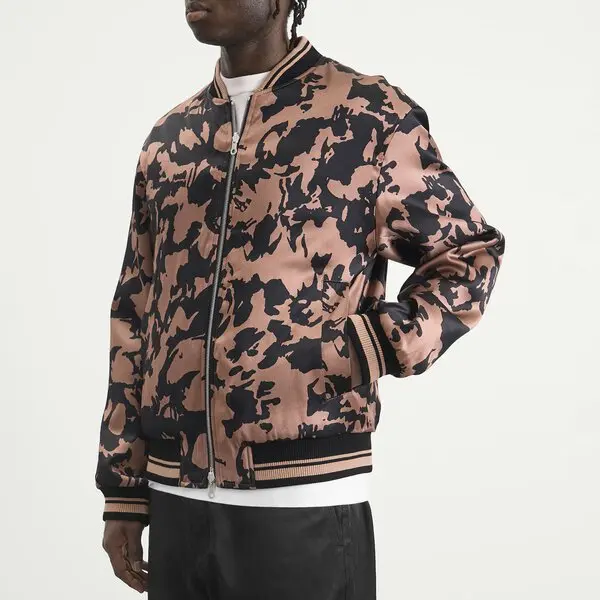 Dries Van Noten Abstract Floral Satin Reversible Bomber Jacket