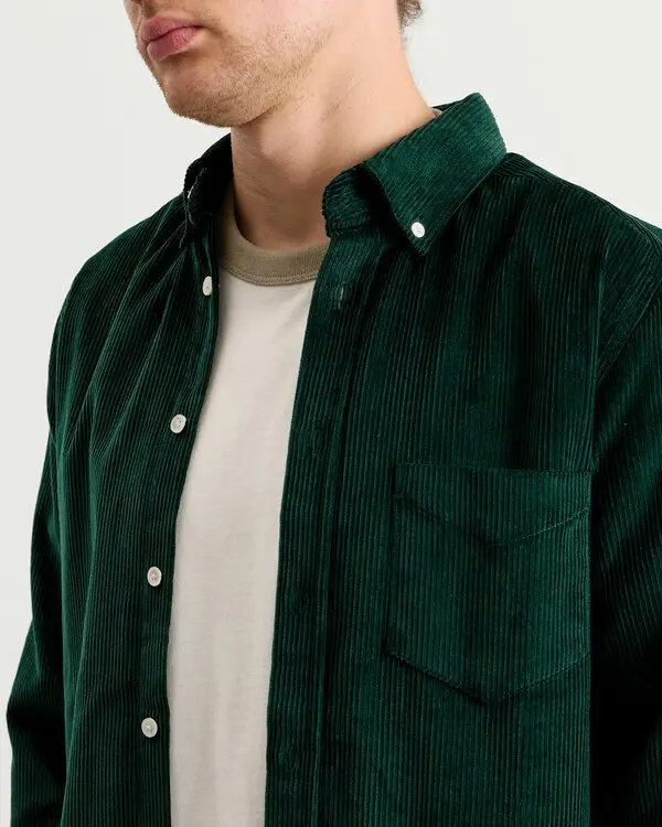 Portuguese Flannel Lobo Button Down Corduroy Shirt - Green