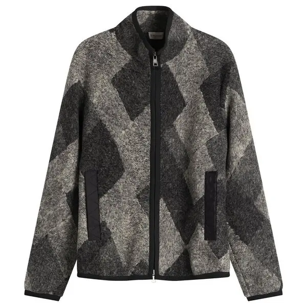 Moncler Zip Up Wool Jacquard Jacket - Grey