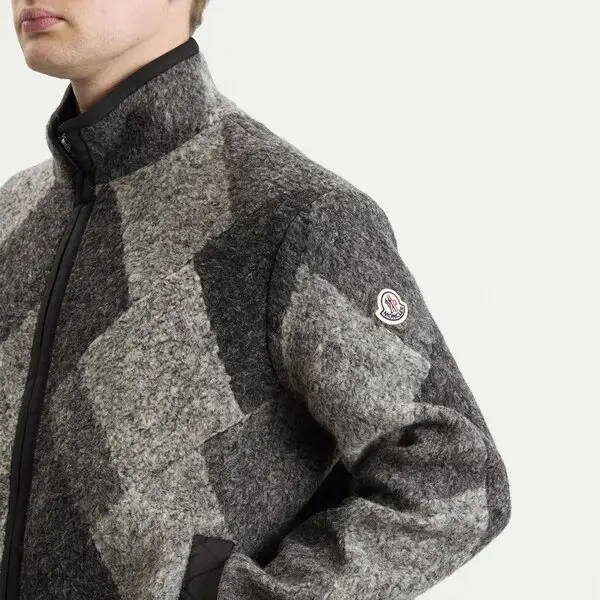 Moncler Zip Up Wool Jacquard Jacket