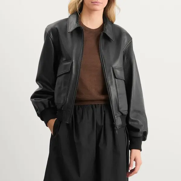 NOTHING WRITTEN Classic Leather Flight Jacket