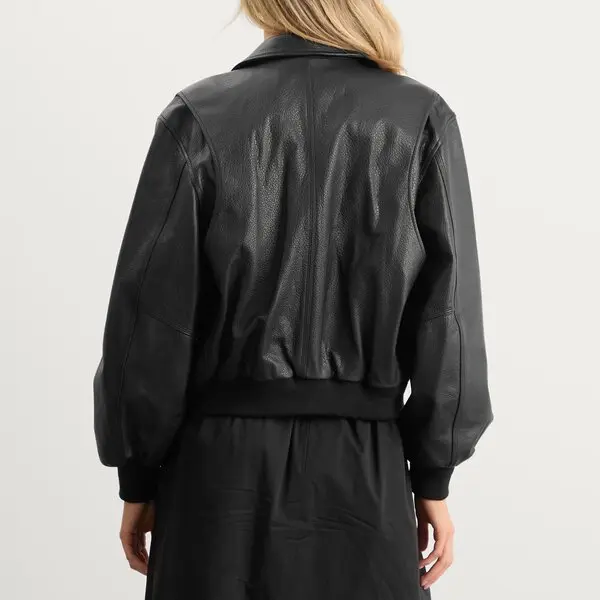 NOTHING WRITTEN Classic Leather Flight Jacket