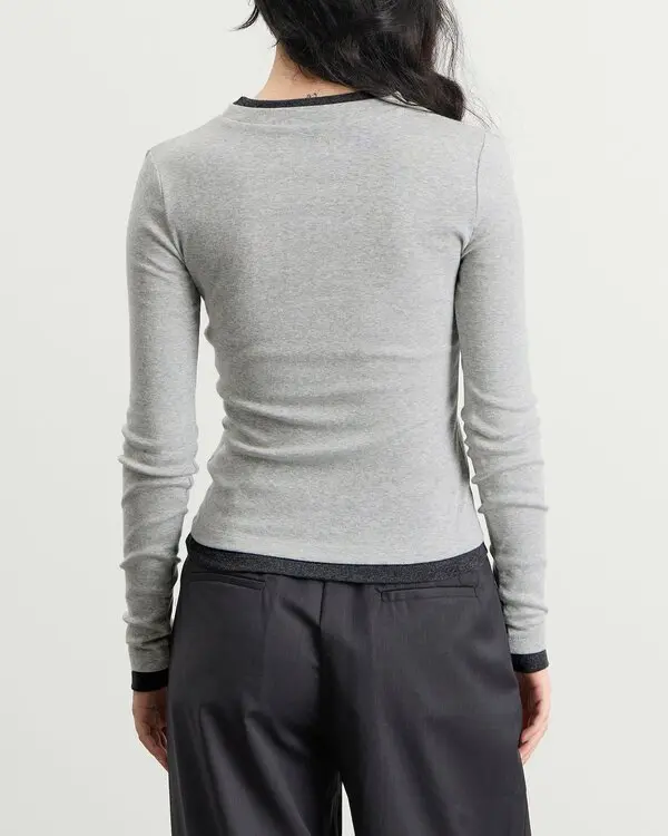 ST. AGNI Organic Cotton V-neck Long Sleeve Top