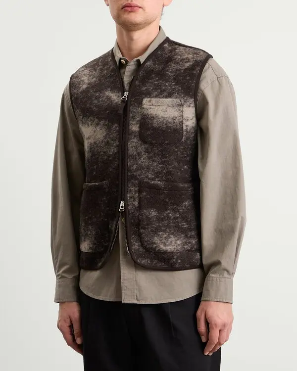 Universal Works Cloud Camo Knit Zip Gilet Jacket