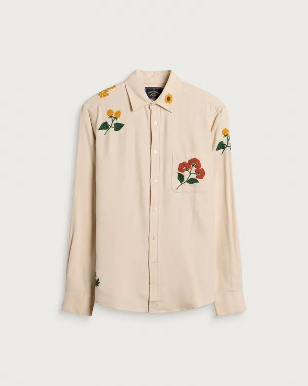 Portuguese Flannel Flower Embroidery Flannel Shirt