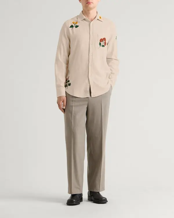 Portuguese Flannel Flower Embroidery Flannel Shirt