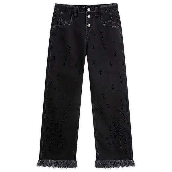 Isabel Marant Étoile Amia Embroidered Jeans - Black