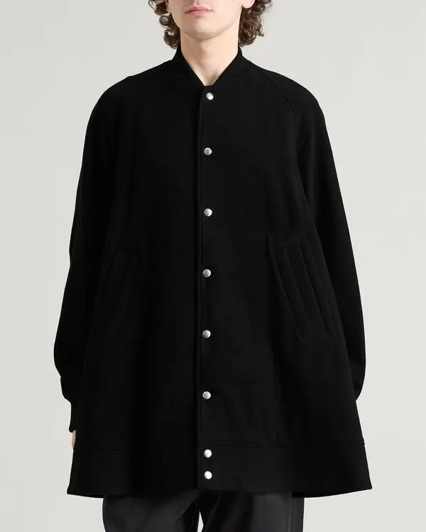 Comme Des Garçons Wool Nylon Asymmetric Long Bomber Ja Jacket | | Nylon/wool | End Clothing