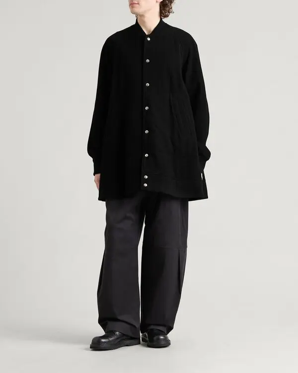 Comme Des Garçons Wool Nylon Asymmetric Long Bomber Ja Jacket | | Nylon/wool | End Clothing