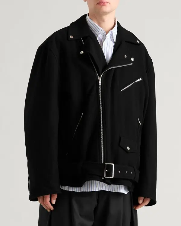Comme Des Garçons Wool Gabardine Biker Jacket | | Nylon/wool | End Clothing