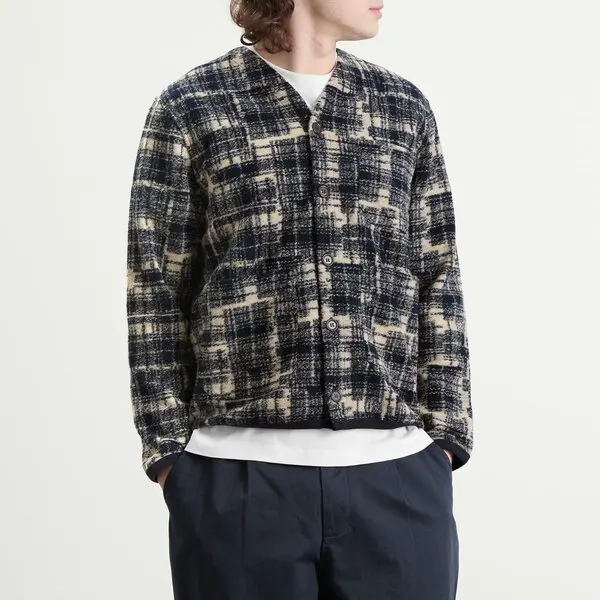Universal Works Patch Check Fleece Cardigan
