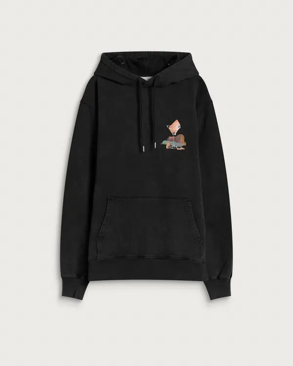 Drole De Monsieur Faded Glass Lion Hoodie - Black
