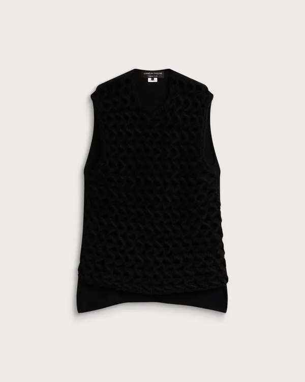 Comme Des Garçons Open Weave Crochet Vest - Black