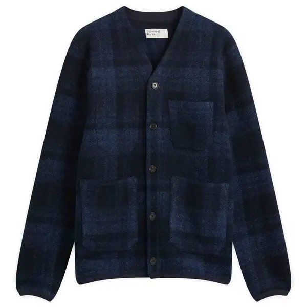 Universal Works Moh Check Fleece Cardigan