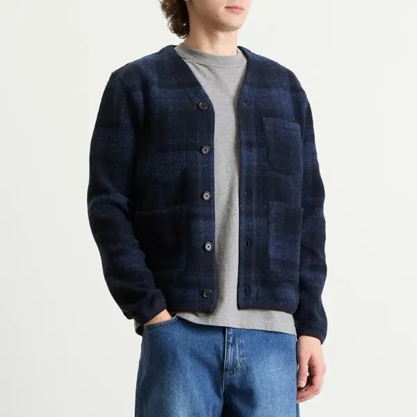 Universal Works Moh Check Fleece Cardigan