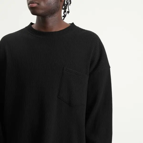FRIZMWORKS Oversized Waffle Pocket Long Sleeve T-shirt