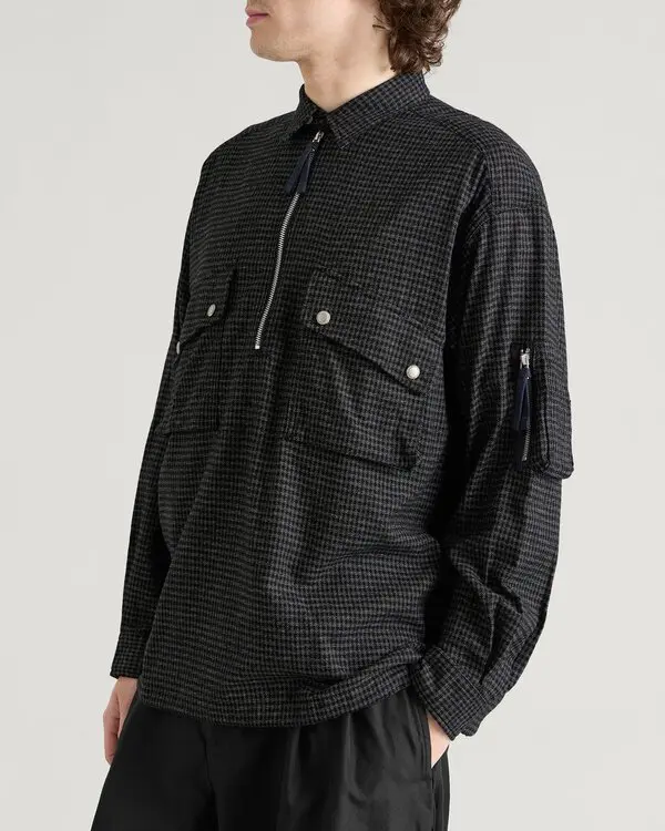 Comme Des Garçons Half Zip Micro Gingham Shirt