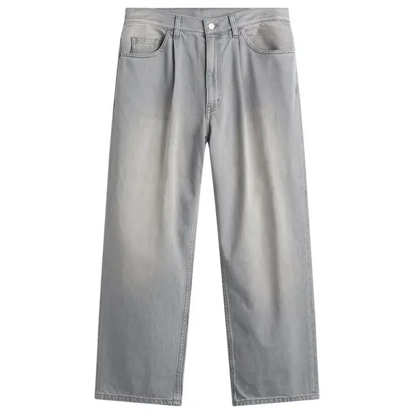 BEAMS Wide Pleated Taper Denim Jeans