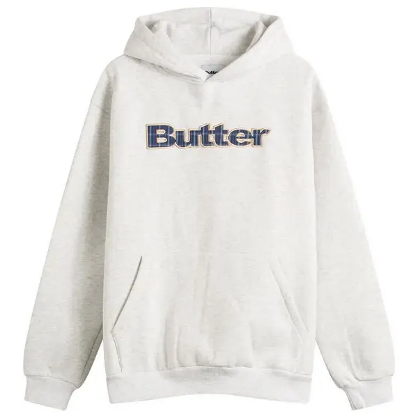 BUTTER GOODS Plaid Logo Applique Hoodie