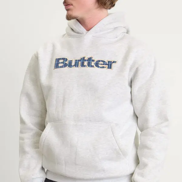 BUTTER GOODS Plaid Logo Applique Hoodie
