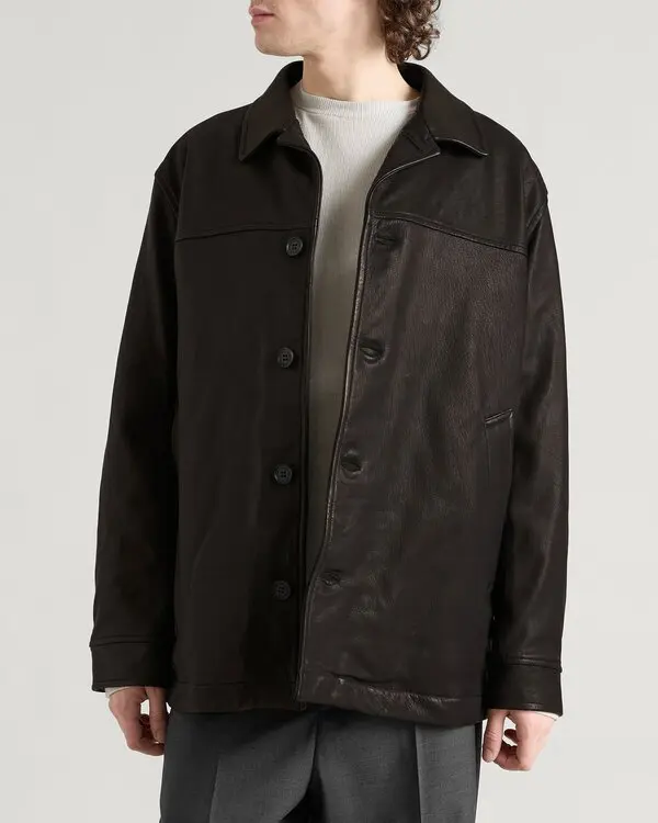 Comme Des Garçons Oil Deer Leather Car Coat Jacket