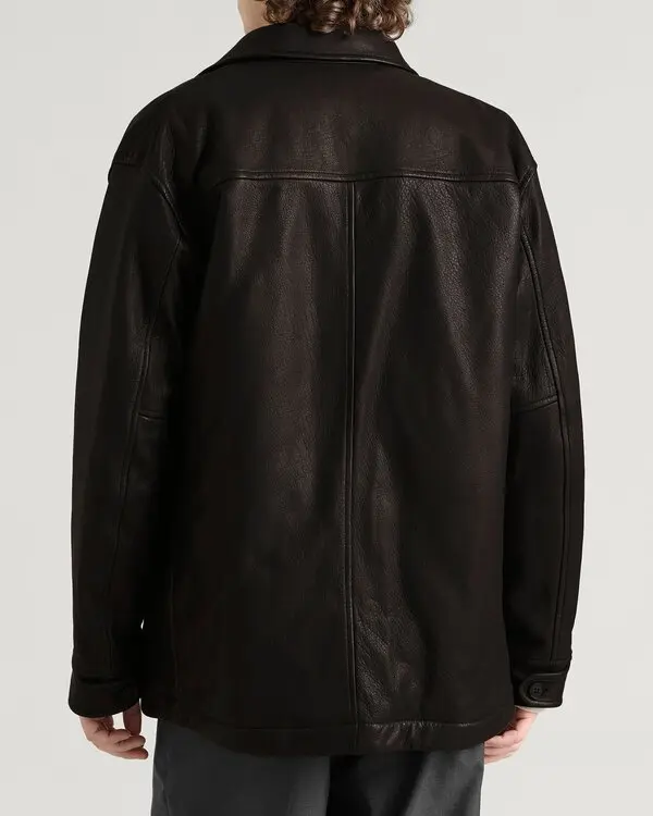 Comme Des Garçons Oil Deer Leather Car Coat Jacket