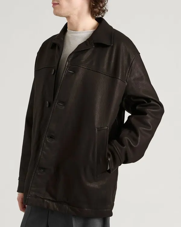 Comme Des Garçons Oil Deer Leather Car Coat Jacket