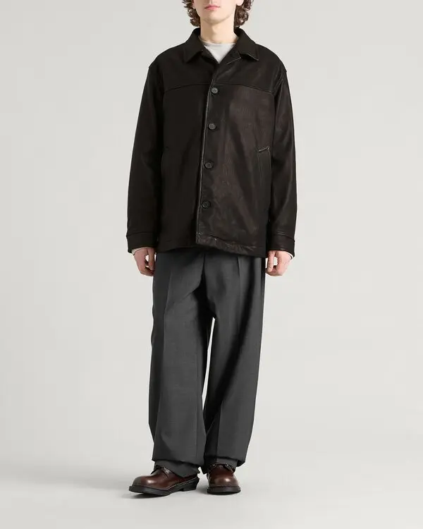 Comme Des Garçons Oil Deer Leather Car Coat Jacket