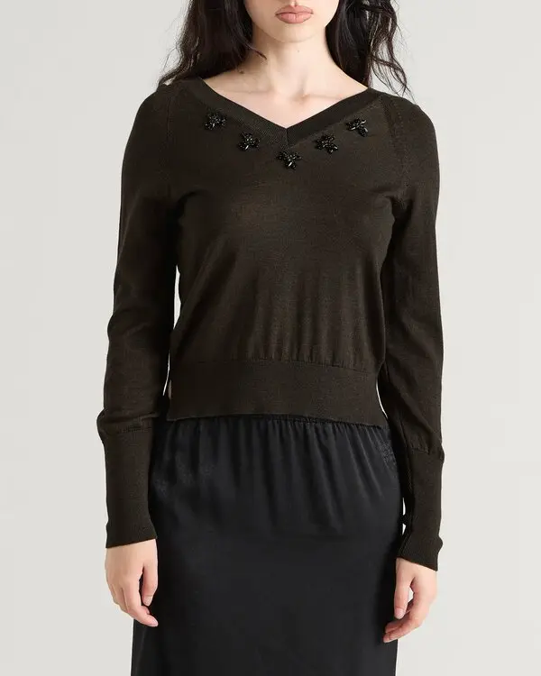 Simone Rocha Merino Silk Double V-neck Jumper