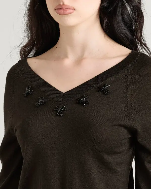 Simone Rocha Merino Silk Double V-neck Jumper