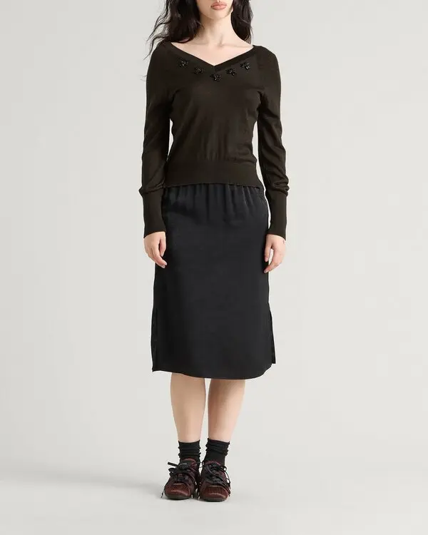 Simone Rocha Merino Silk Double V-neck Jumper