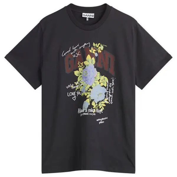 GANNI Rose Logo T-shirt