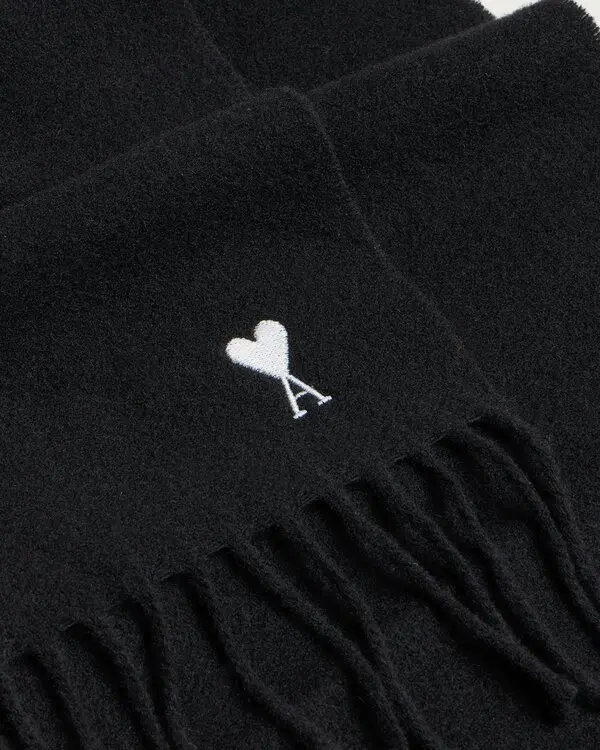AMI Paris Wool Adc Embroidery Scarf