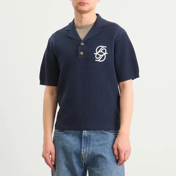 Drole De Monsieur Monogramme Open Weave Polo