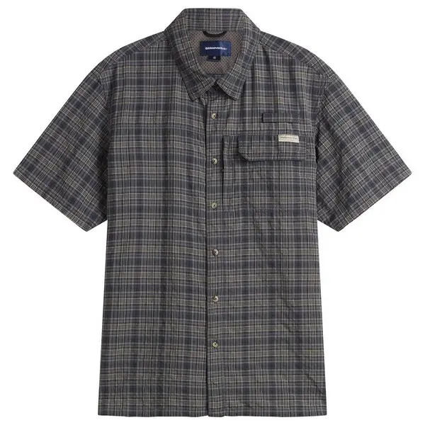 THISISNEVERTHAT Plaid Shorts Sleeve Fishing Shirt - Dark Navy