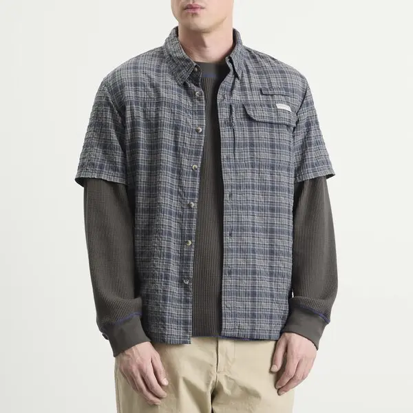 THISISNEVERTHAT Plaid Shorts Sleeve Fishing Shirt