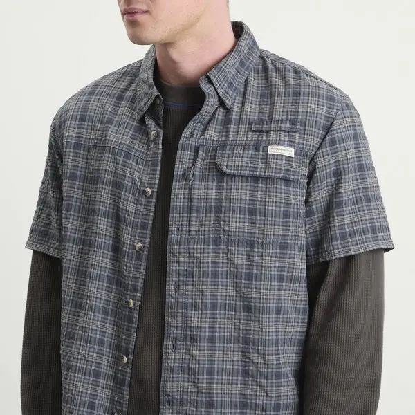 THISISNEVERTHAT Plaid Shorts Sleeve Fishing Shirt