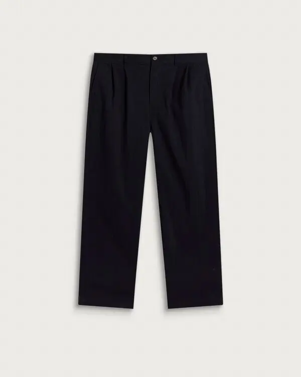 DANTON Twill Pleated Trousers - Navy