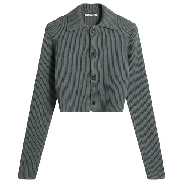 Auralee Crop Knit Shirt Cardigan