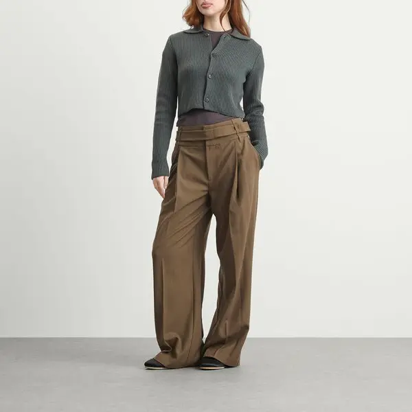Auralee Crop Knit Shirt Cardigan
