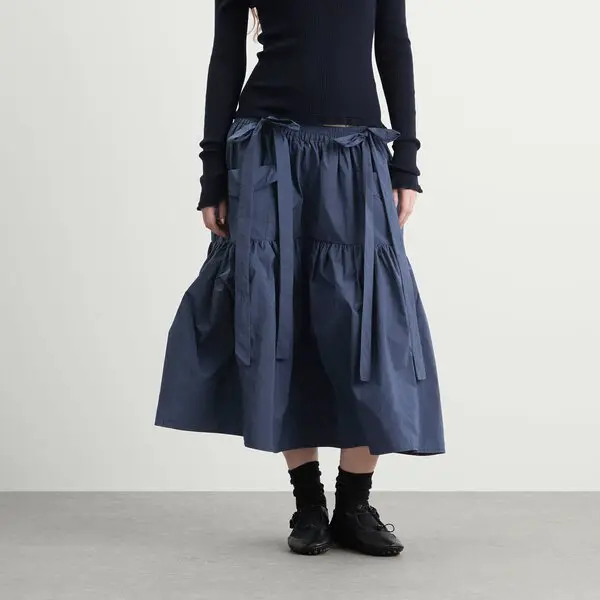 Cecilie Bahnsen Cai Skirt In Ripstop - Navy