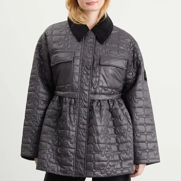 GANNI Shiny Quilt Midi Jacket