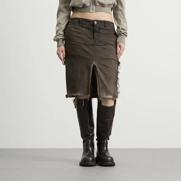 Rick Owens Denim Sliced Skirt