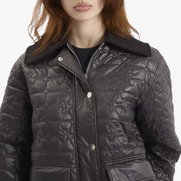 GANNI Shiny Quilt Midi Jacket