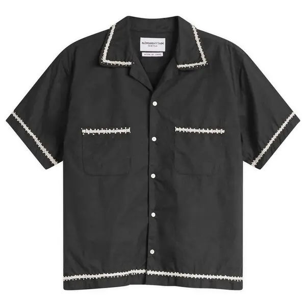 NOMARHYTHM TEXTILE Trim Embroidery Open Collar Shirt